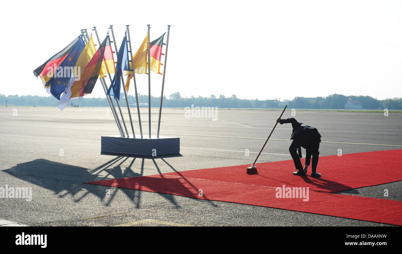European, German and Vatican flags fly near the red carpet prior the ...