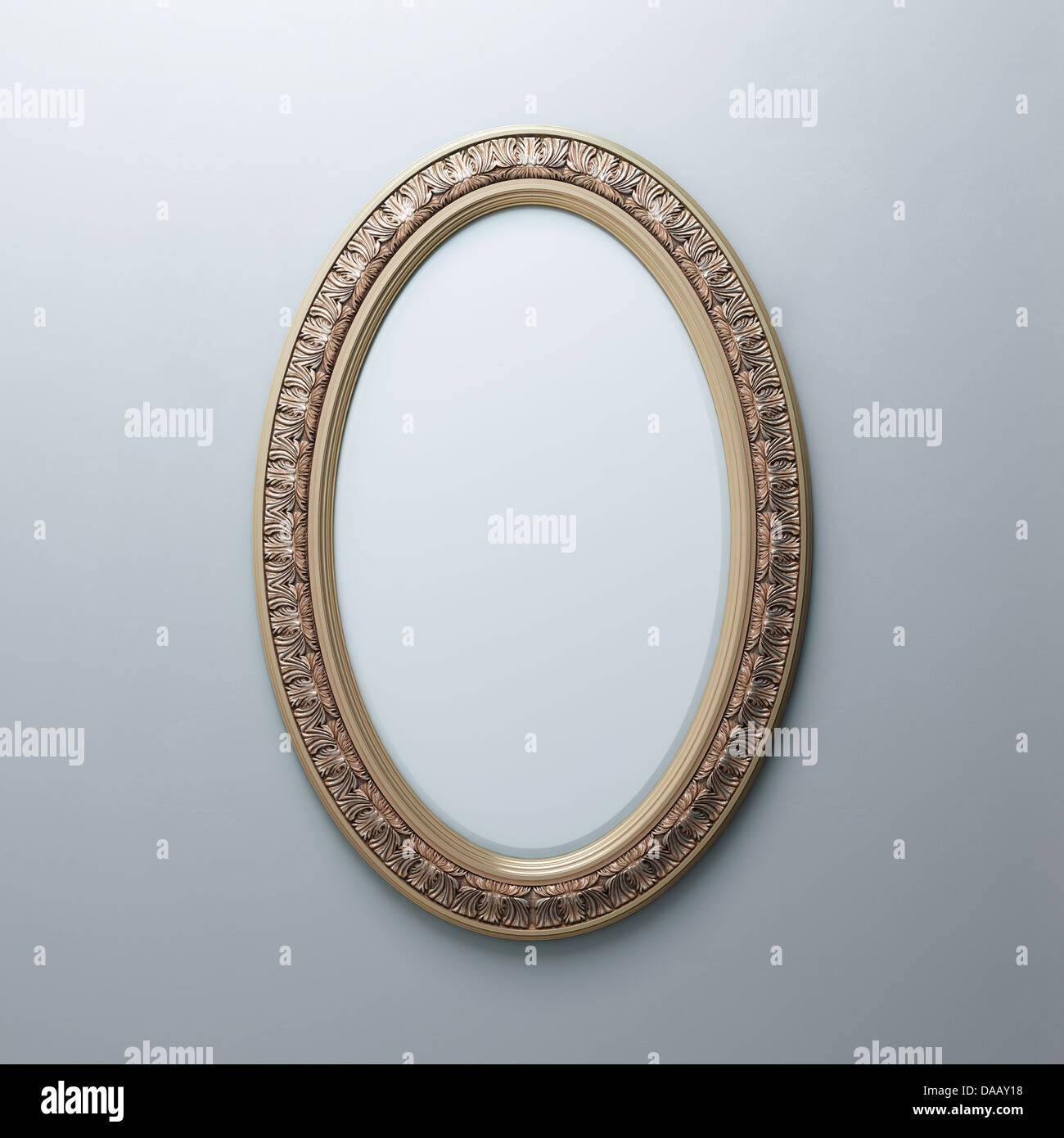 Classic Golden Frame On White Wall (Oval Vertical Version Stock Photo ...