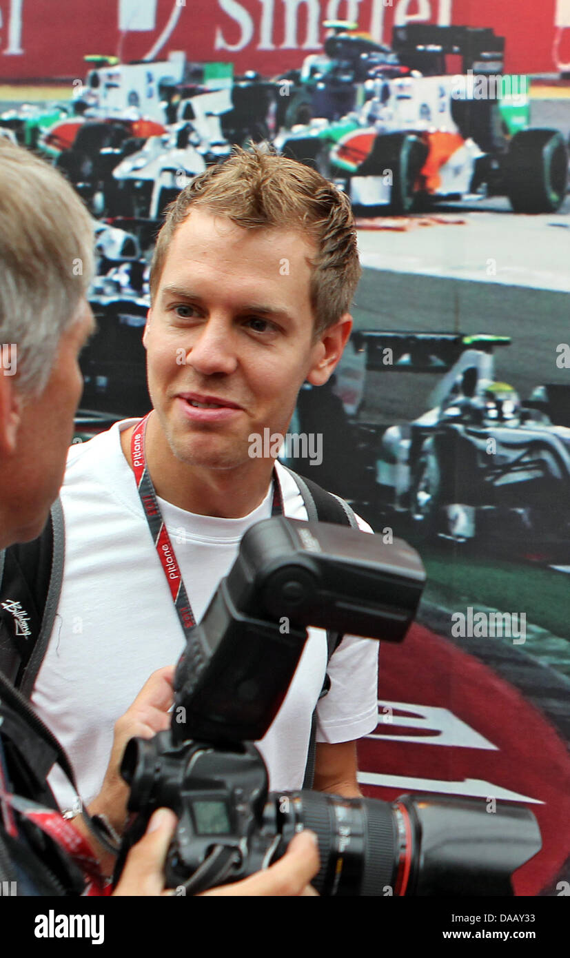 German Formula One driver Sebastian Vettel of Red Bull arrives the ...