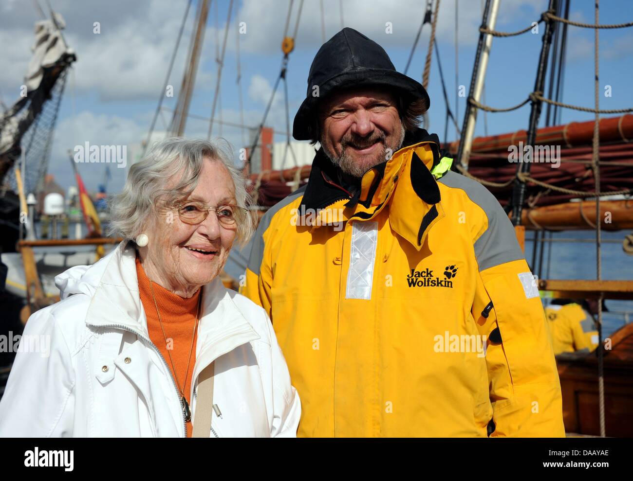 Adventurist and climate activist Arved Fuchs stands next to his mother ...