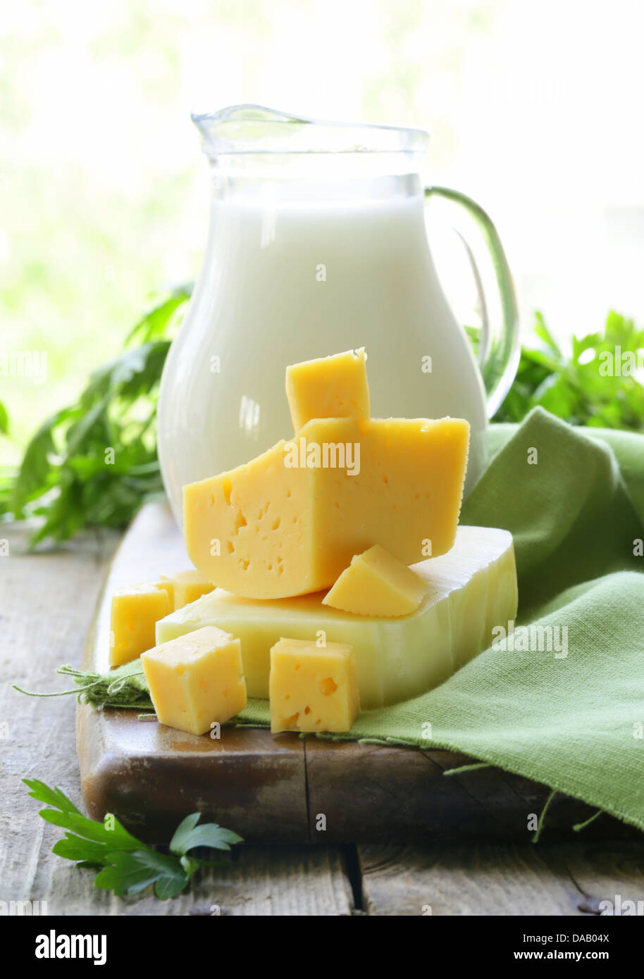still life of dairy products (milk, cheese Stock Photo - Alamy