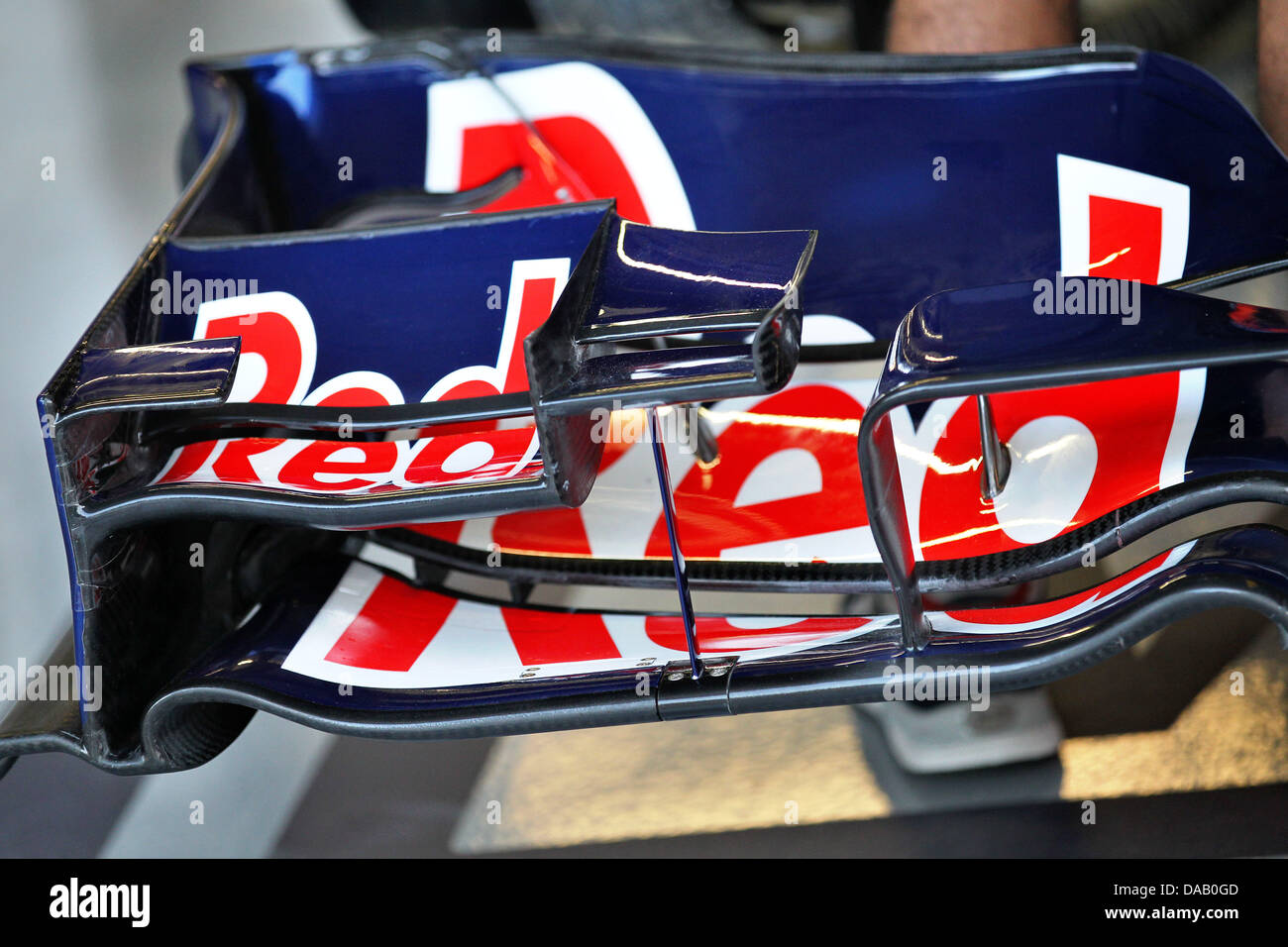 A detail of a front wing of race car of Red Bull is seen during the ...