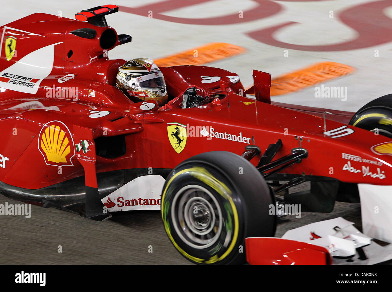 Spanish Formula One driver Fernando Alonso of Ferrari steers his car ...