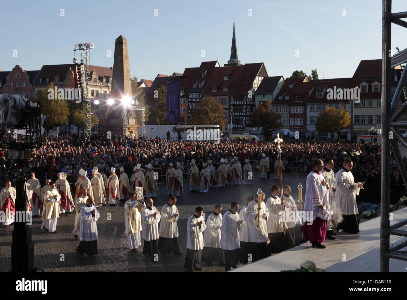 Clerics arrive for a mass celebrated by Pope Benedict XVI in front of ...