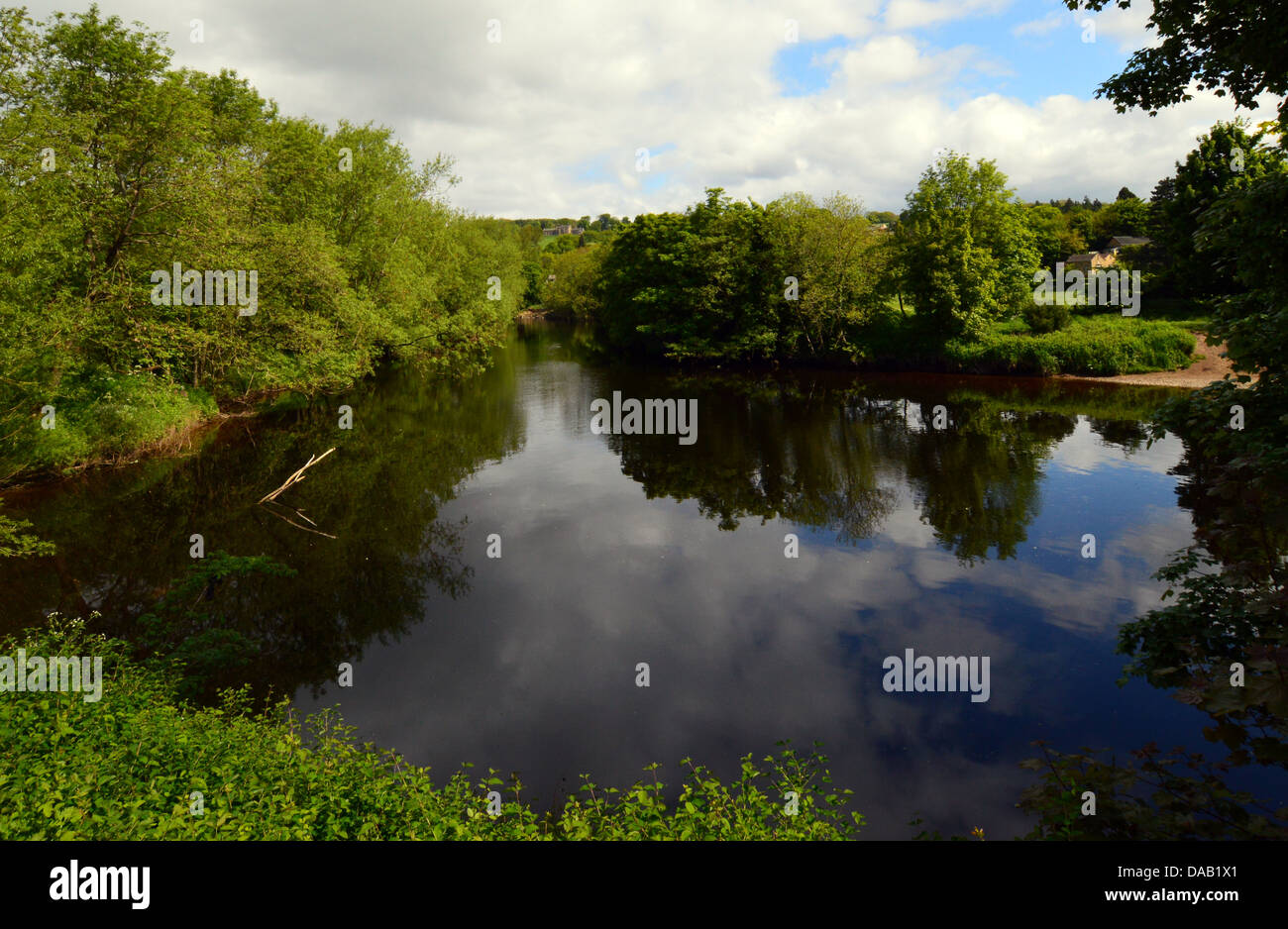 The River Wharfe near Ilkley and the starting point of the Dales Way ...