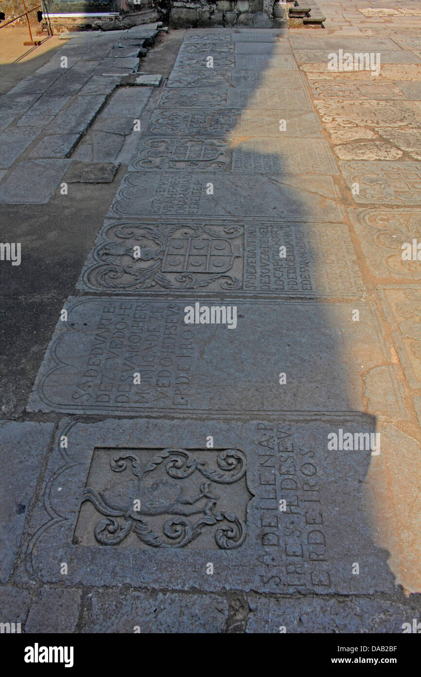 Church of St. Augustine (b.1602) floor frescoes, Old Goa, India Stock ...