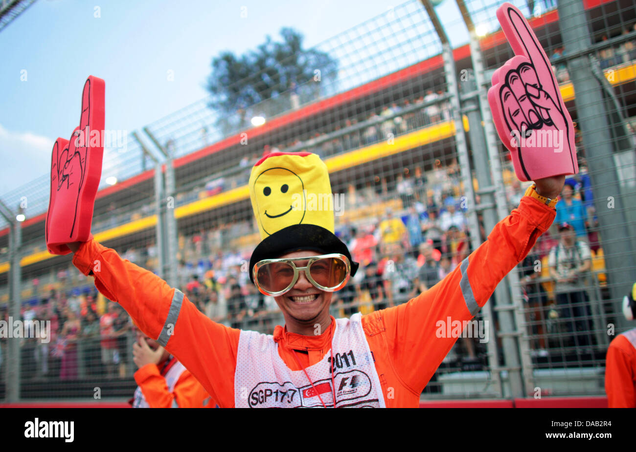 A track official seen during the driver's parade before the start of ...