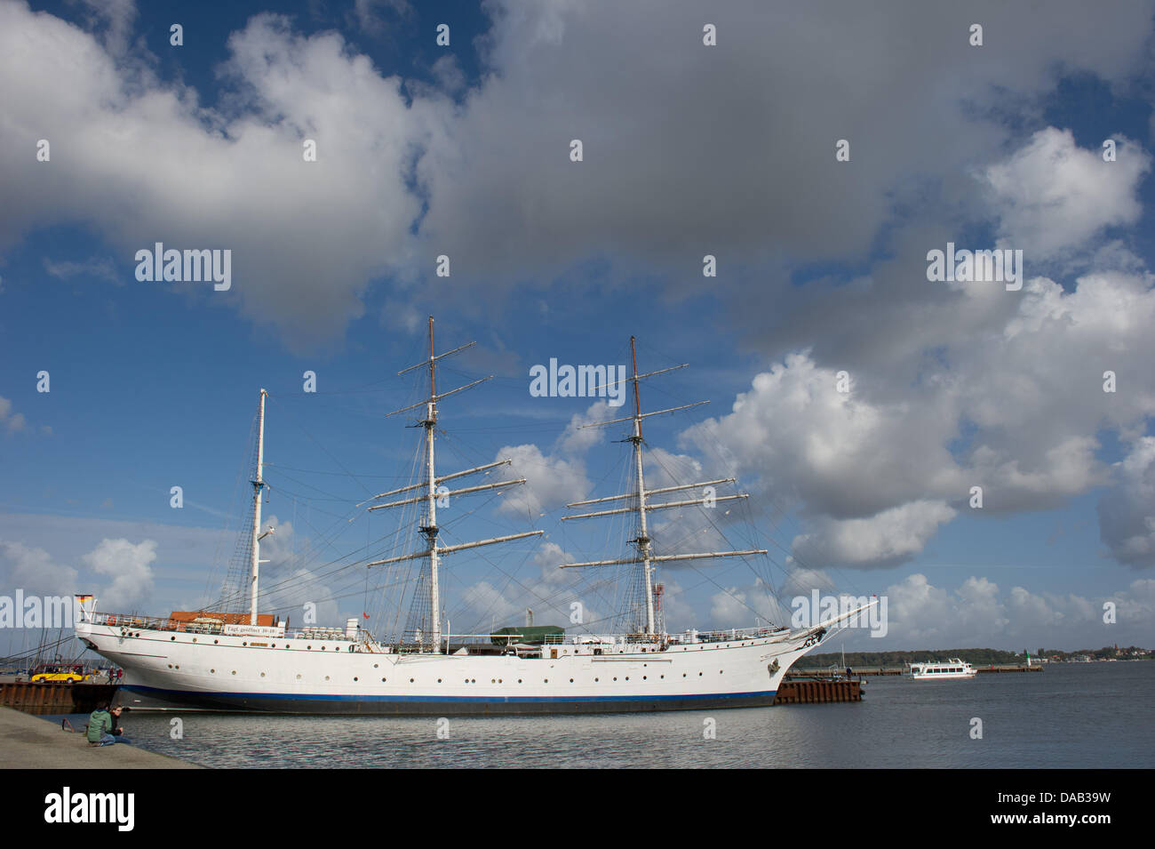 The sailing vessel 'Gorch Fock I' is berthed in the city port in ...
