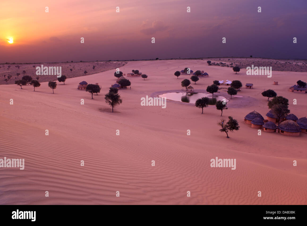 Desert, sand, sand dune, Khimsar, Thar, desert, sundown, sunset, lake ...
