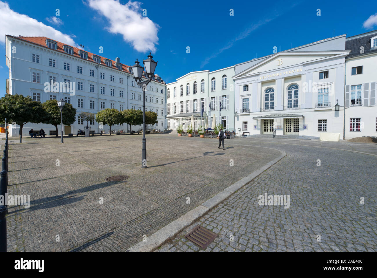 The sun shines onto the Deutsches Theater (German Theatre) in Berlin ...