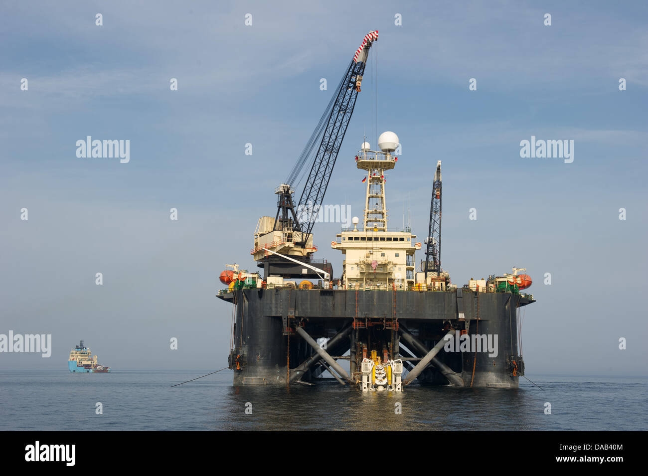 The pipe-laying vessel 'Castoro Sei' is towed by an anchor handling tug ...