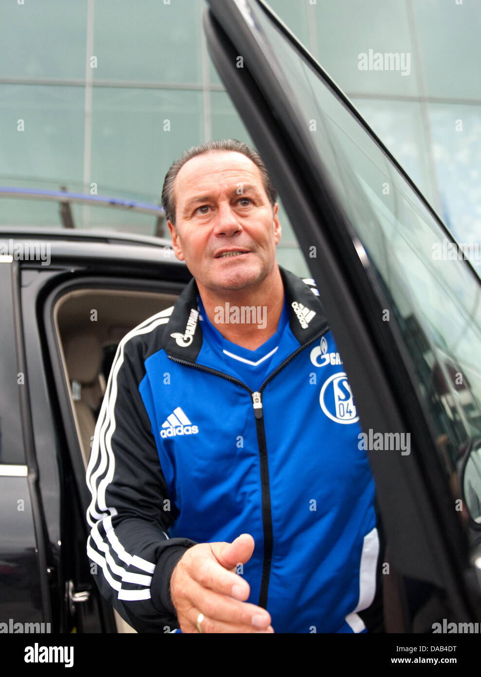 New head coach of FC Schalke 04, Huub Stevens, exits his car at the ...