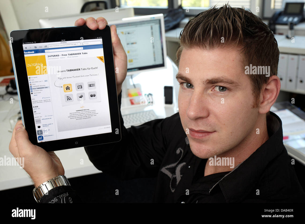 Entrepreneur Sascha Boehr presents an application for Facebook named ...