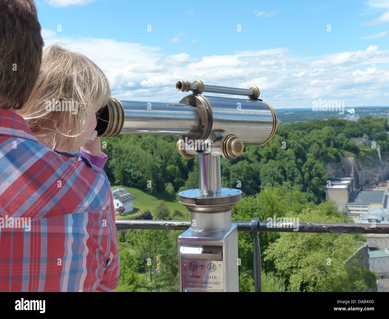 man child look search personal telescope Stock Photo - Alamy