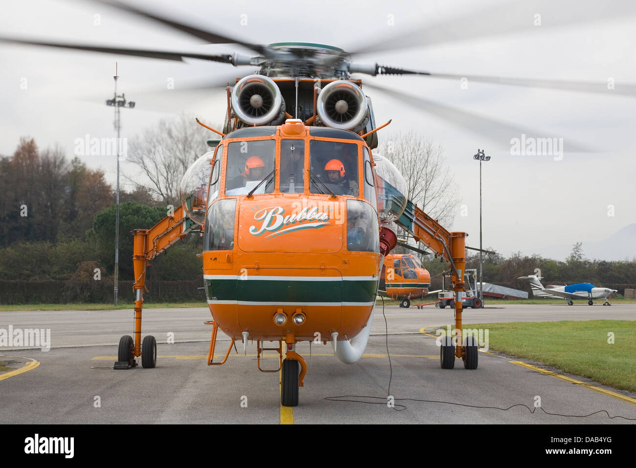 Europe, Italy, Tuscany, Lucca, Tassignano airport, helicopter Erickson ...
