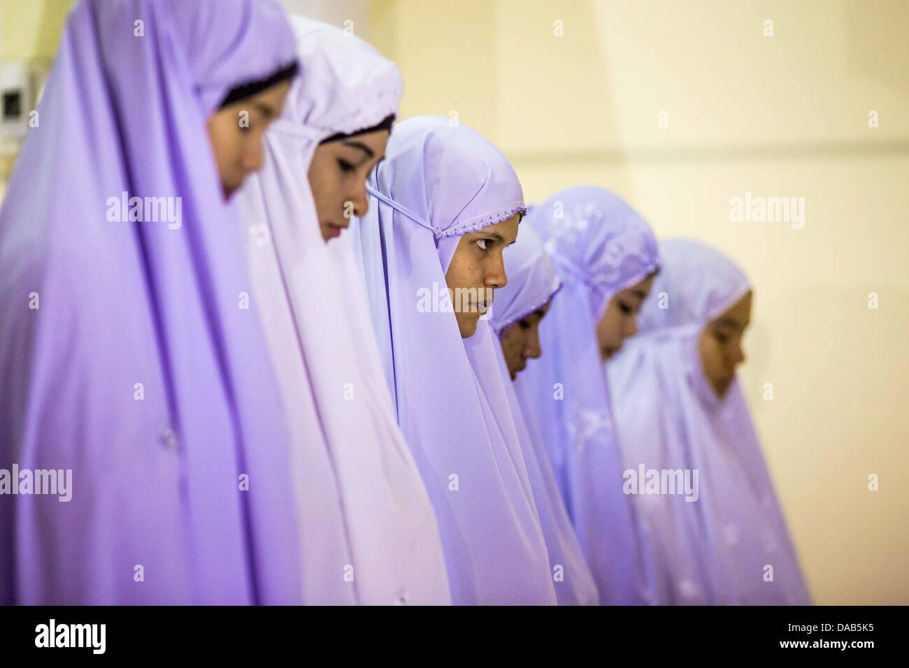 July 9, 2013 - Pattani, Thailand - Women pray in Pattani Central Mosque ...