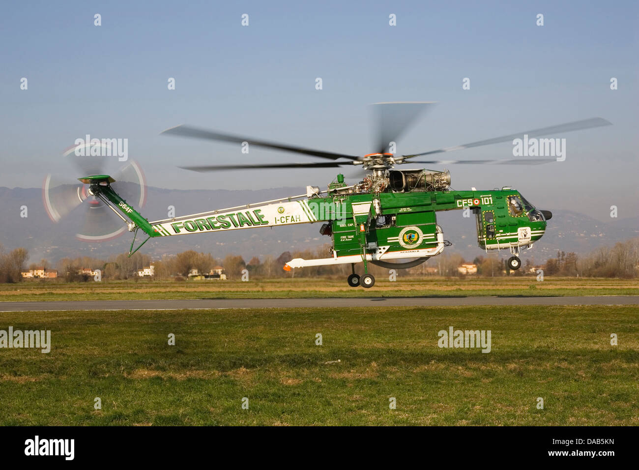 Europe, Italy, Tuscany, Lucca, Tassignano airport, helicopter Erickson ...