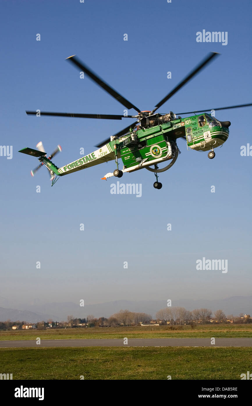 Europe, Italy, Tuscany, Lucca, Tassignano airport, helicopter Erickson ...