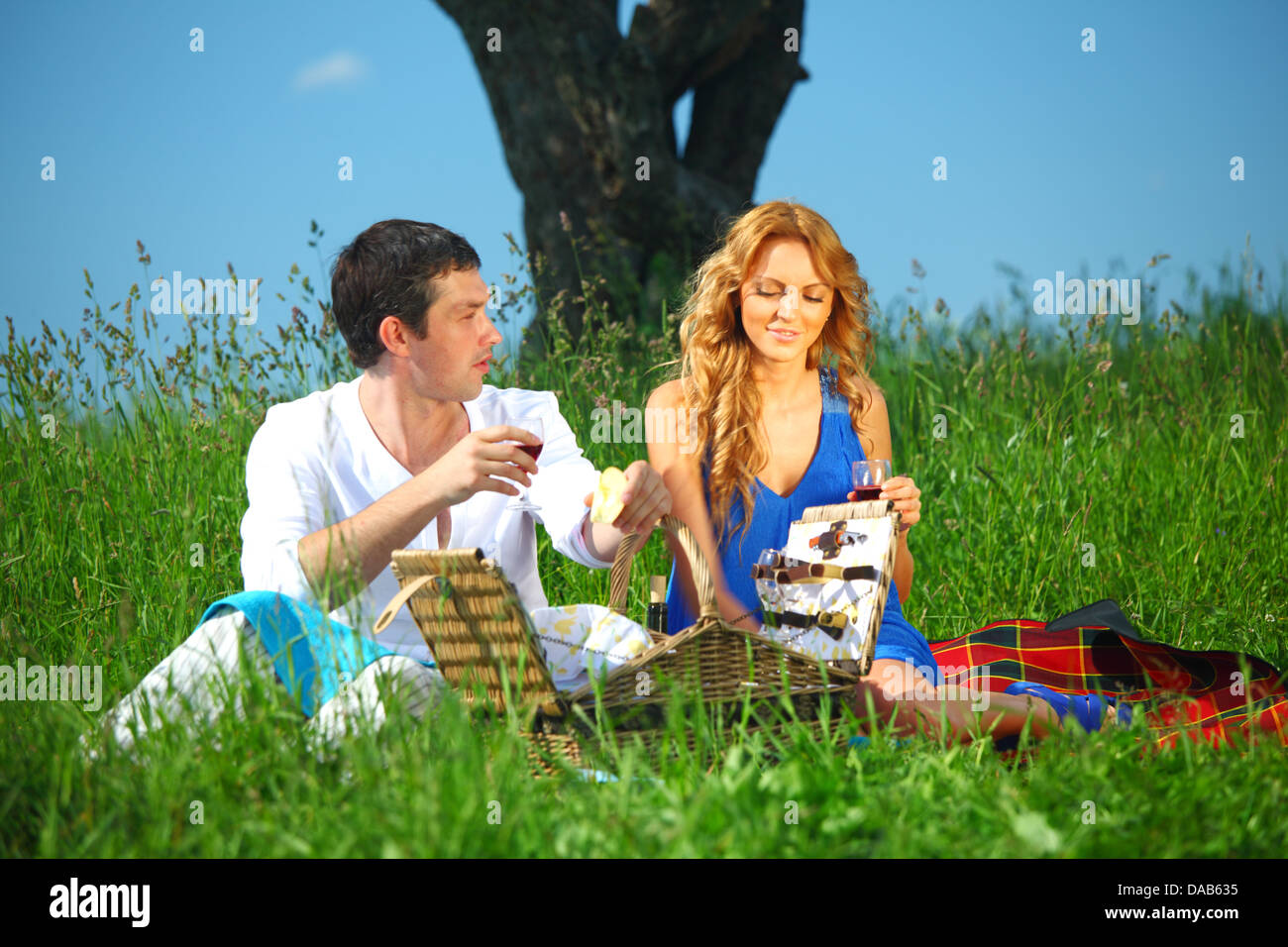 very fun lovers on picnic Stock Photo - Alamy