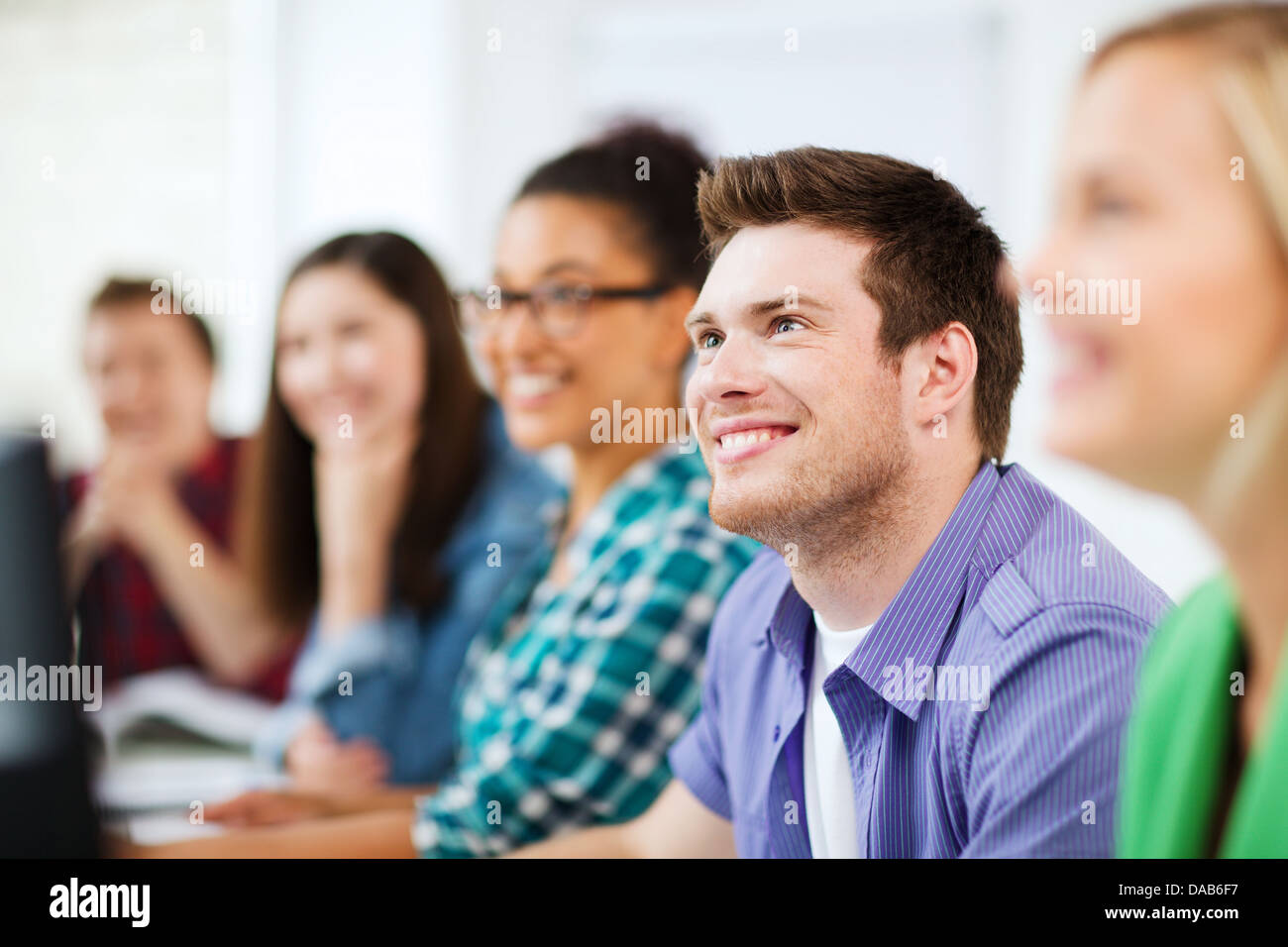 students with computers studying at school Stock Photo - Alamy