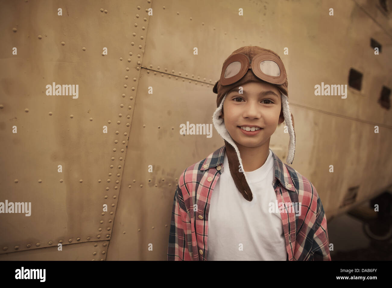 little happy boy dreaming of being pilot Stock Photo - Alamy
