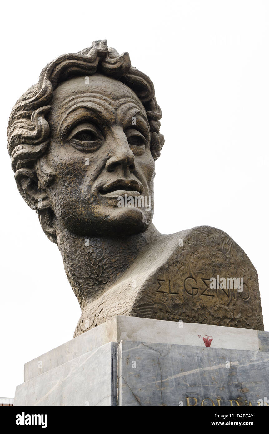 Bust statue sculpture head portrait of Simon Bolivar, Lima, Peru Stock ...
