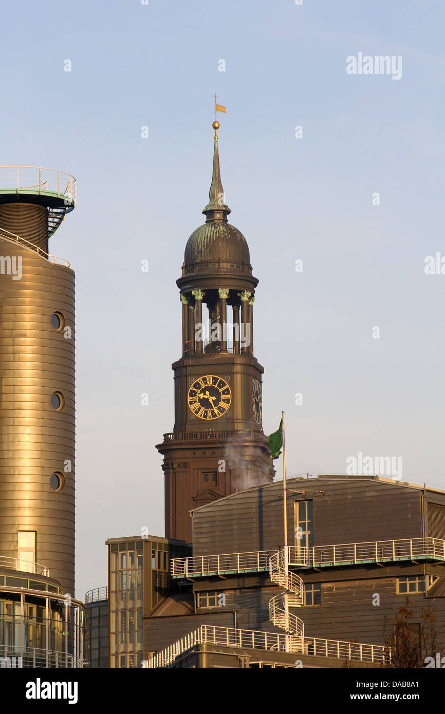 tower of the hamburg st. michaelis church during sunrise Stock Photo ...