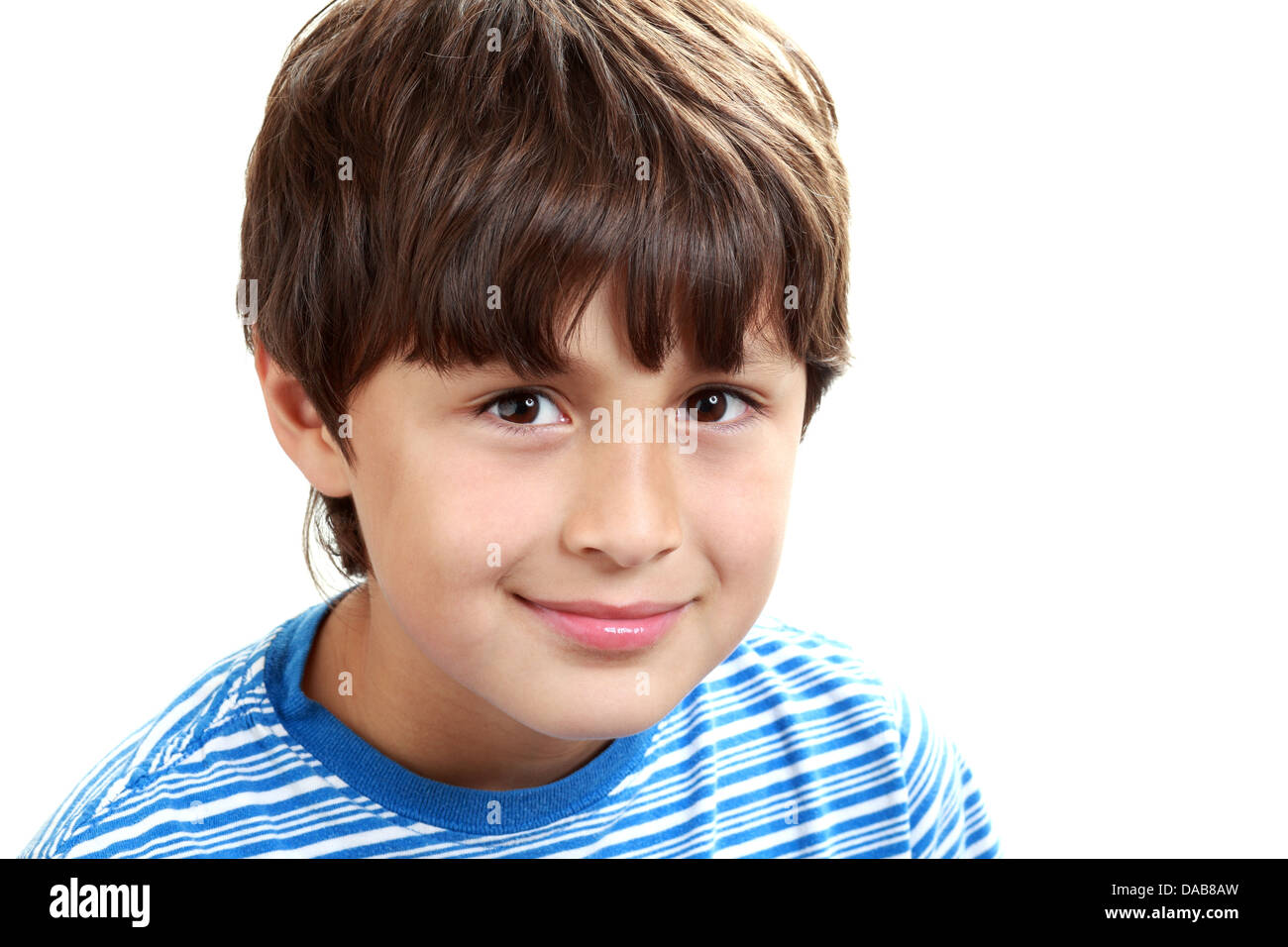 Portrait of young Hispanic boy on white background - head-shot style ...