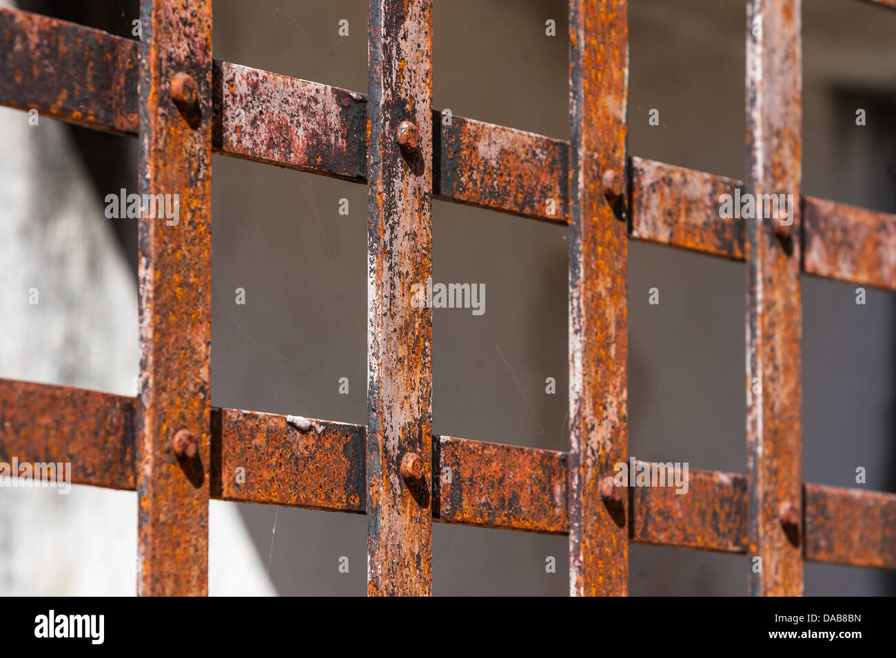 Rusty bars of prison with perspective Stock Photo - Alamy