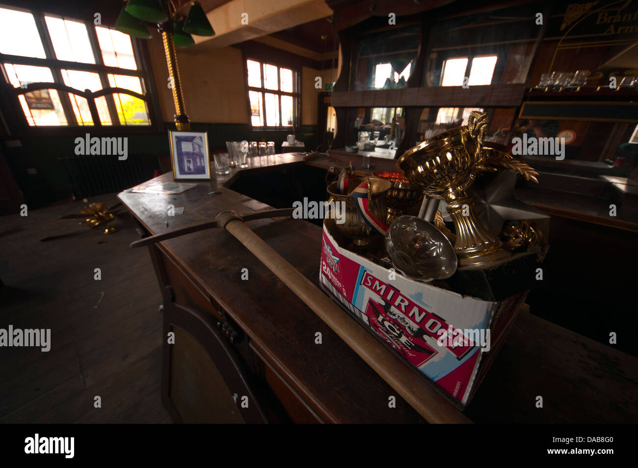 Interior closed Pub closed down public house Stock Photo - Alamy