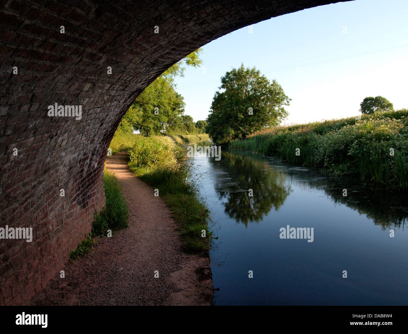 Towpath under a bridge on The Grand Western Canal near Sampford ...