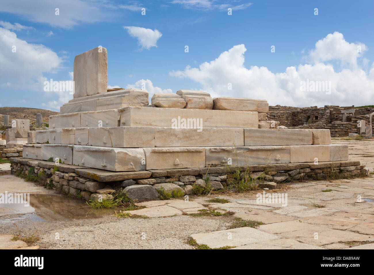 An altar in the Agora of Competaliasts, Delos Archaeological Site ...