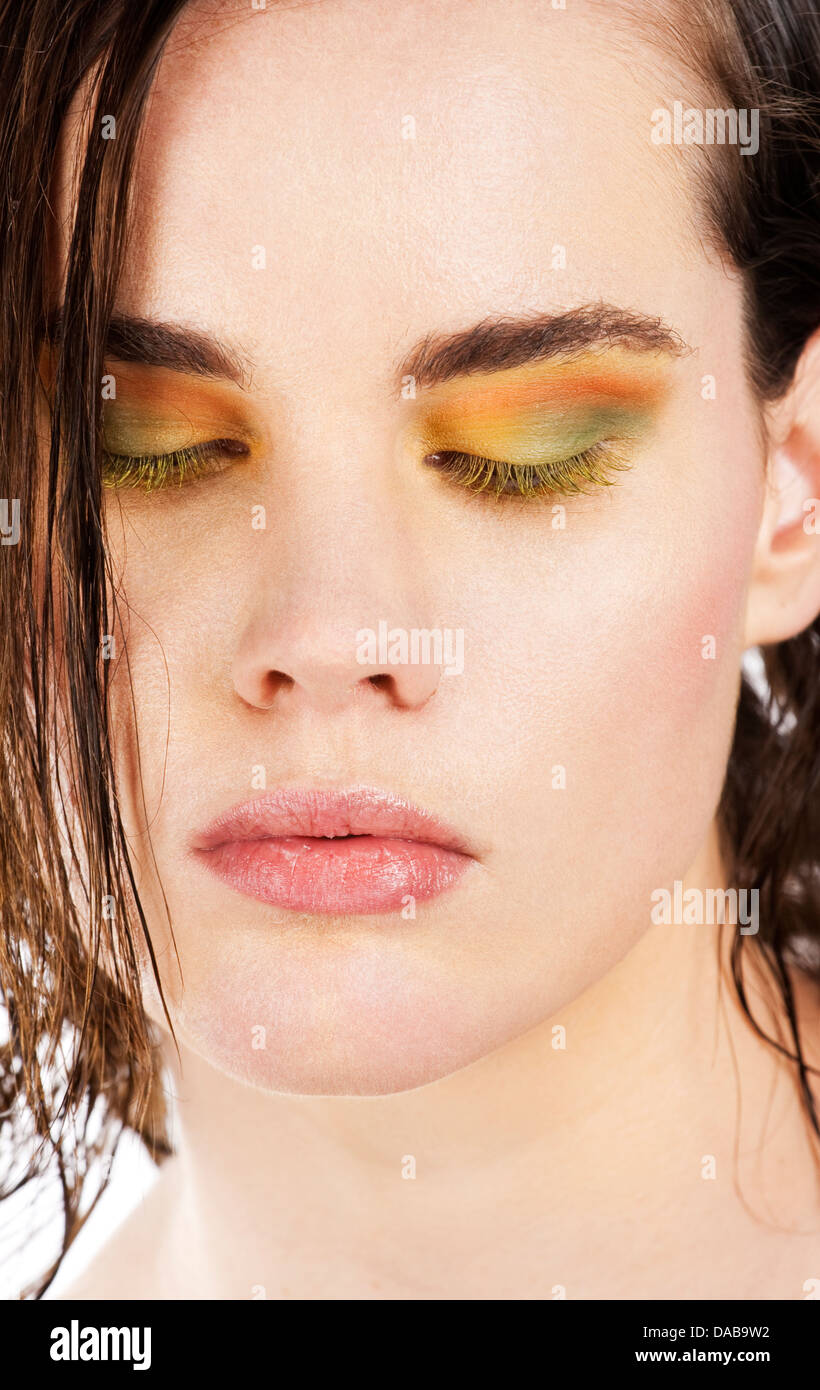 Beautiful model with eyes close Stock Photo - Alamy