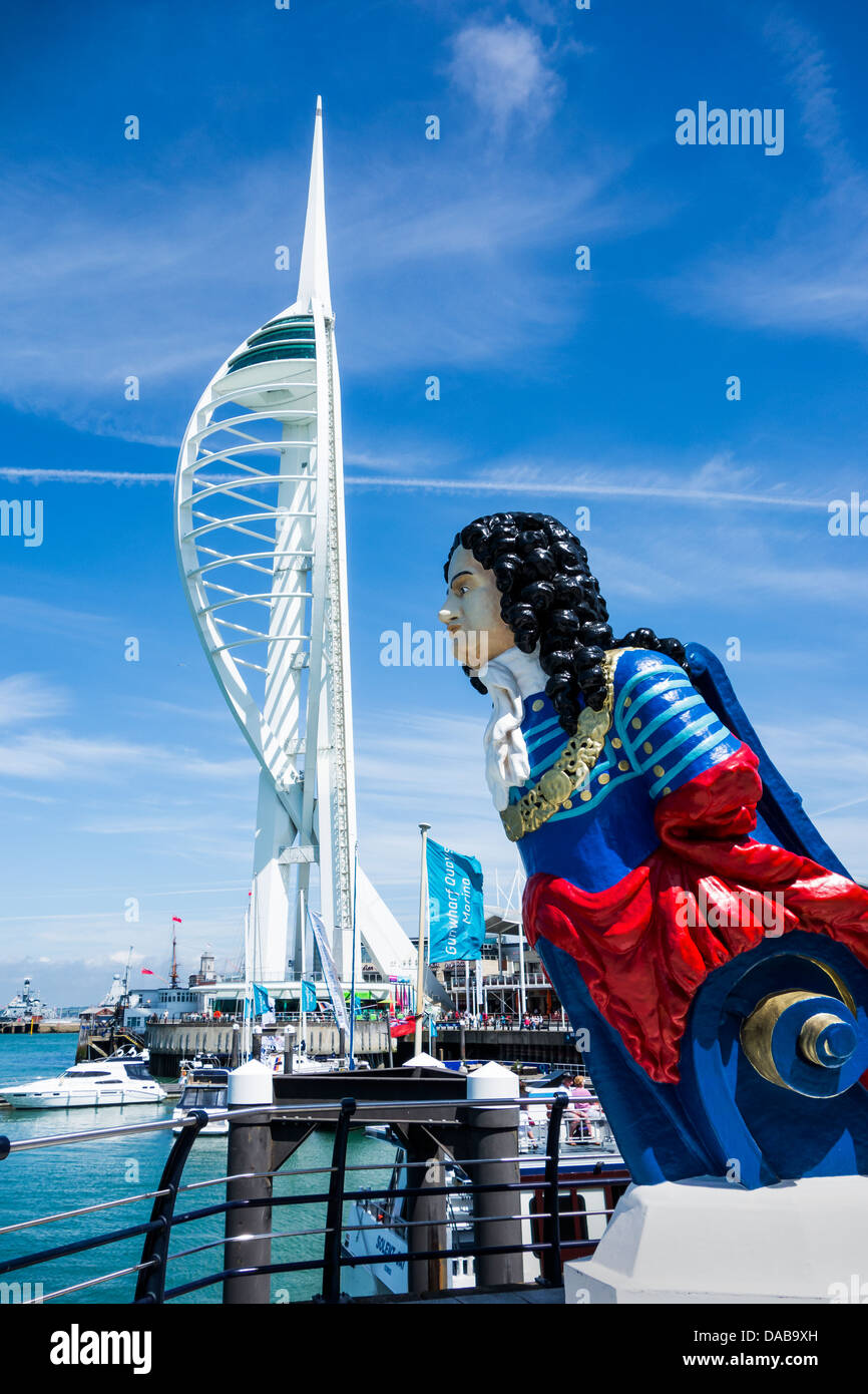Ships Figurehead and Spinnaker Tower Portsmouth England Stock Photo - Alamy
