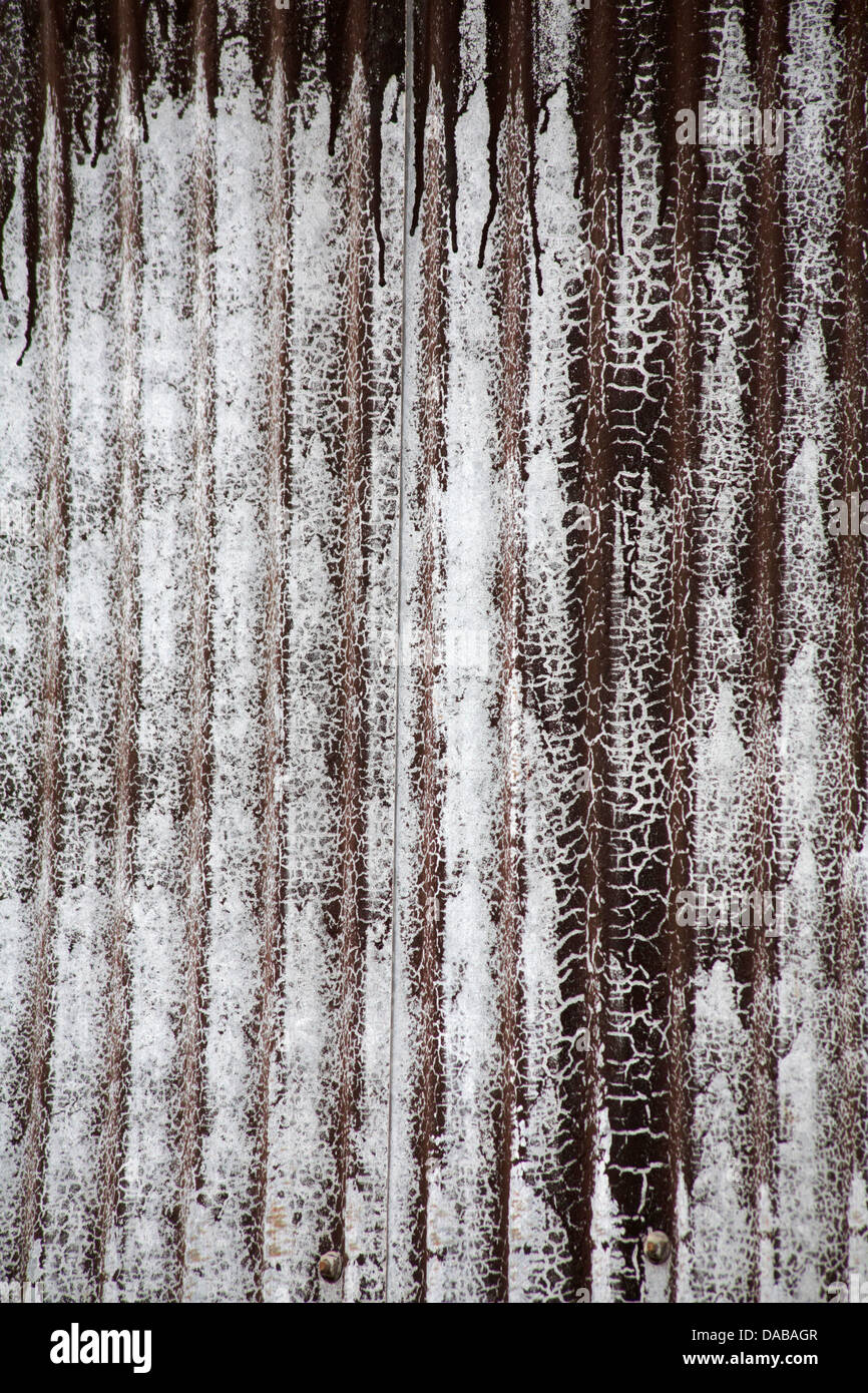 patterns on corrugated iron building at Cranborne, Dorset in July Stock ...