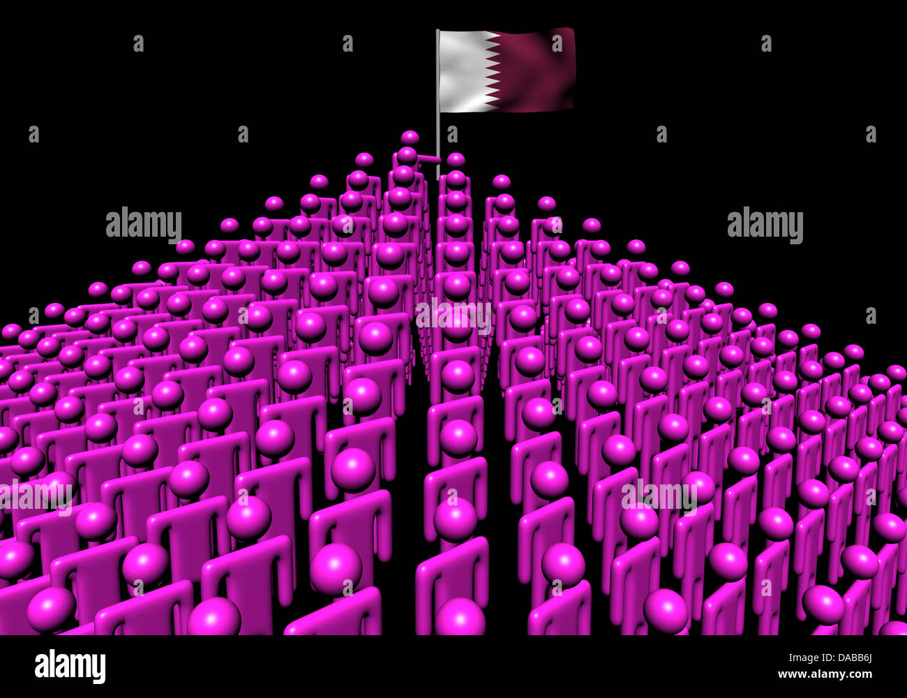 Pyramid of abstract people with Qatar flag illustration Stock Photo - Alamy