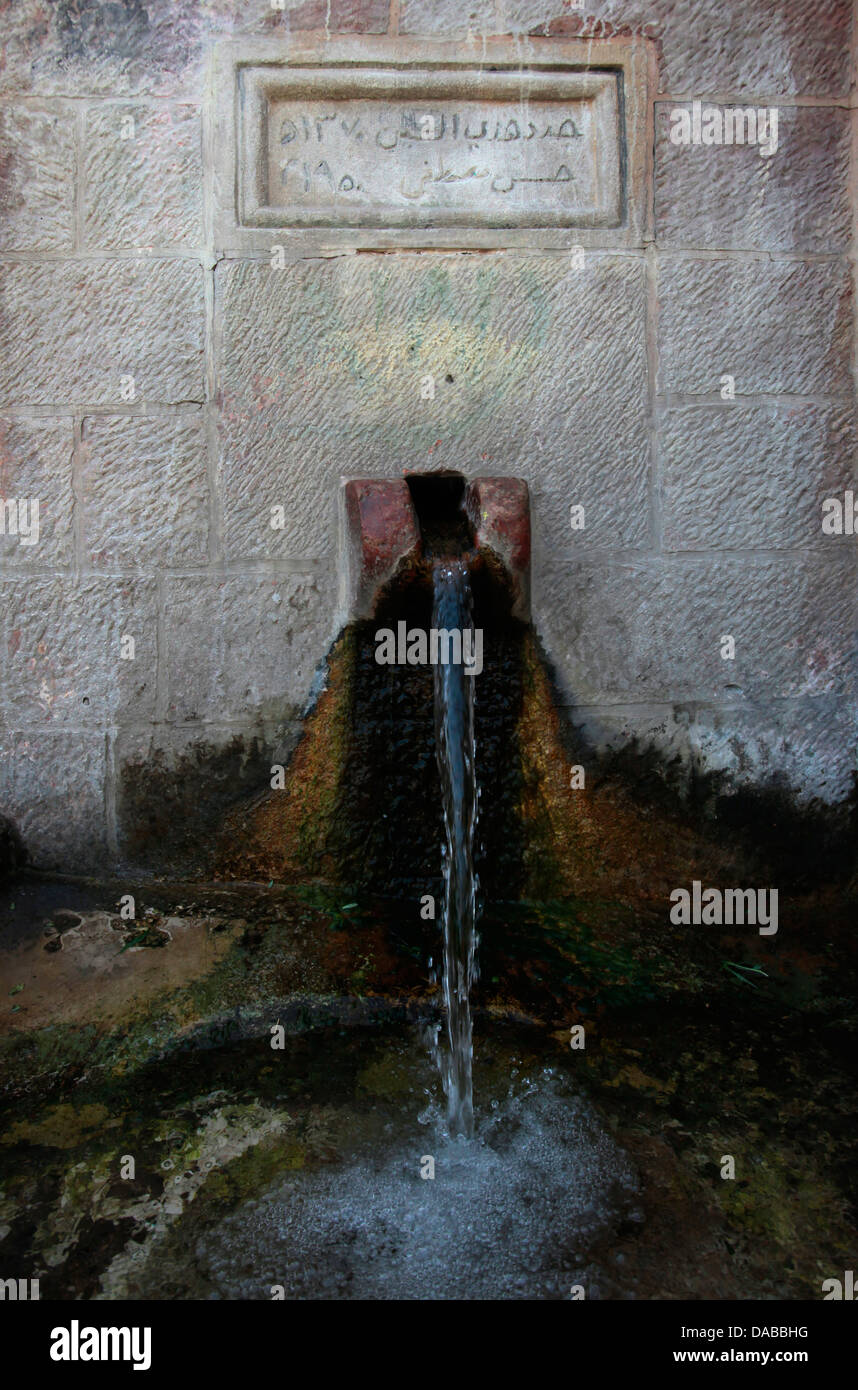View of the ancient spring fountain in the Palestinian village of ...