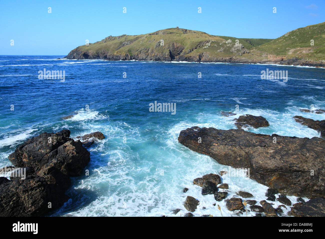 Summer view from Cape Cornwall across Porth Ledden, Cornwall, England ...