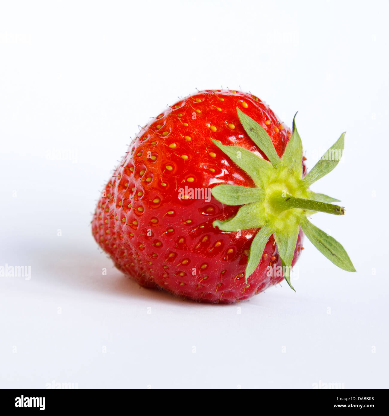 A single strawberry on a white background Stock Photo - Alamy