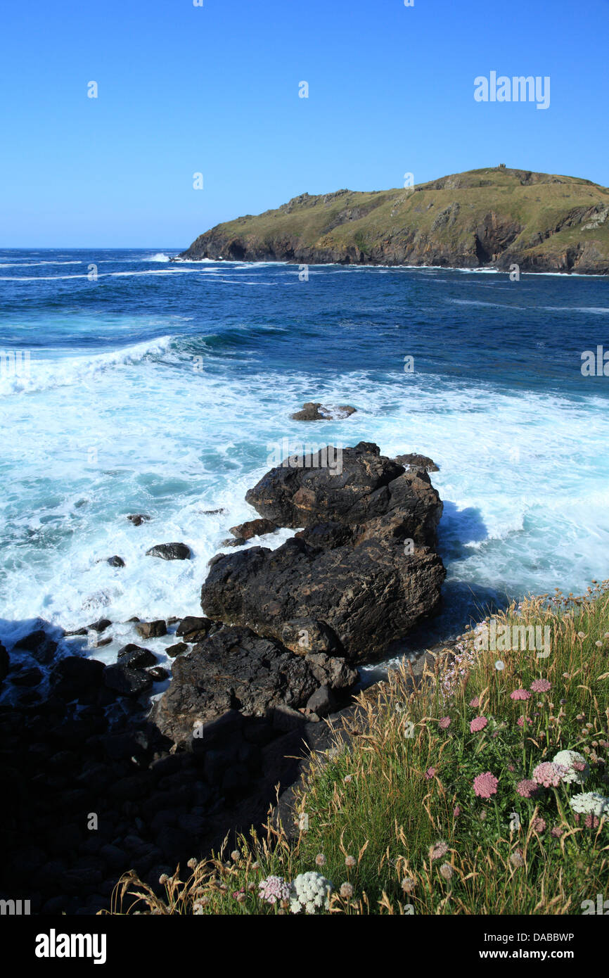 Summer view from Cape Cornwall across Porth Ledden, Cornwall, England ...