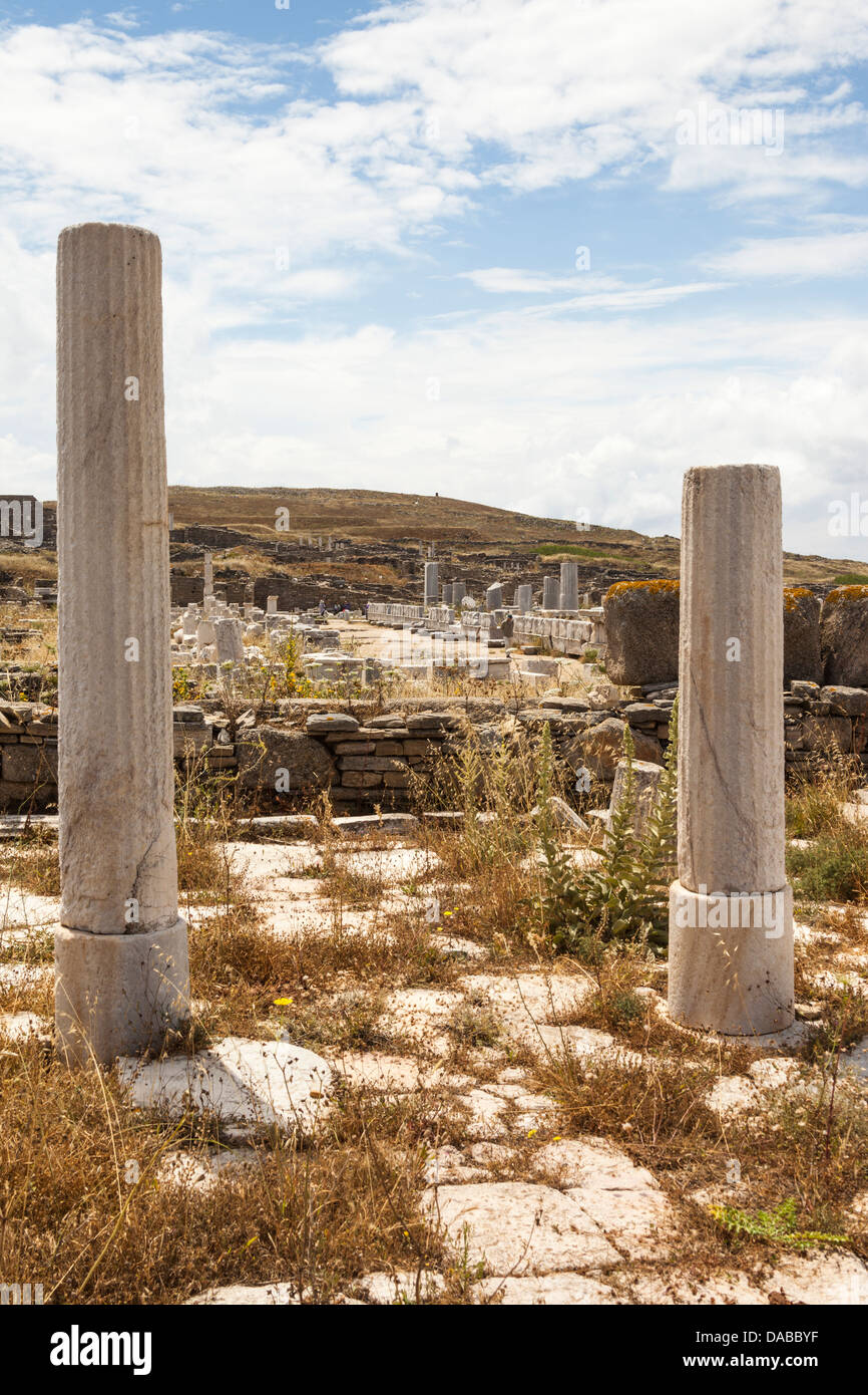 Sacred Way, Delos Archaeological Site, Delos, near Mykonos, Greece ...