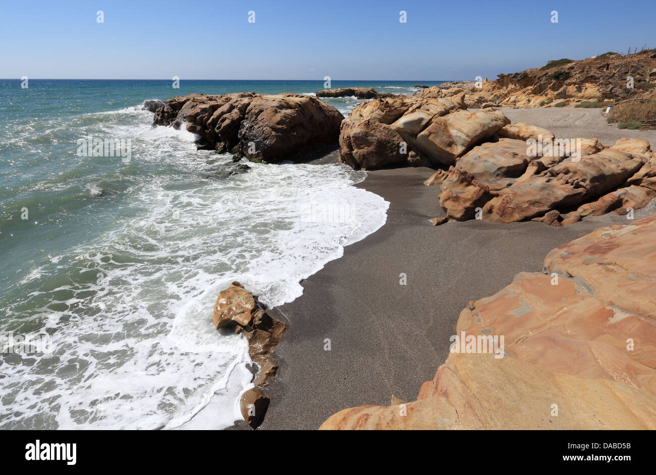Punta Chullera beach at the Costa del Sol, Andalusia, Spain Stock Photo ...