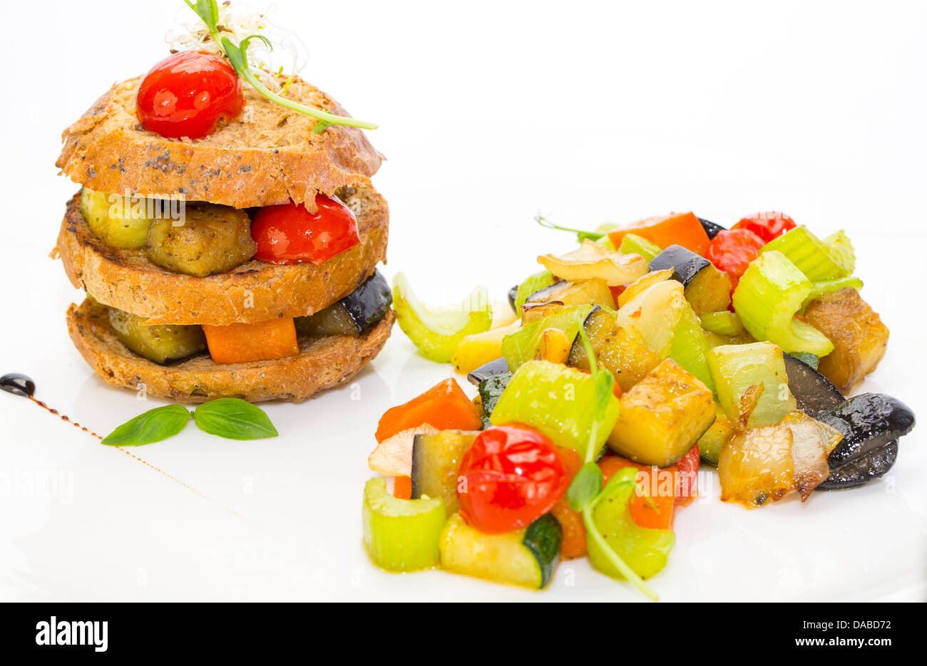 steamed vegetables and rye bread Stock Photo - Alamy