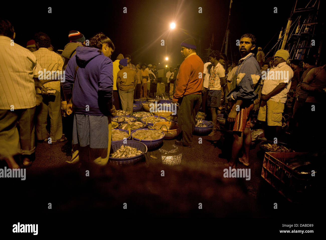 Fishing jetty, Selling fish, Malim, Goa Stock Photo - Alamy