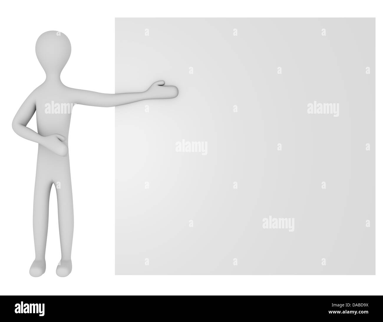 3d Render of a Male Character with a Blank Sign Stock Photo - Alamy