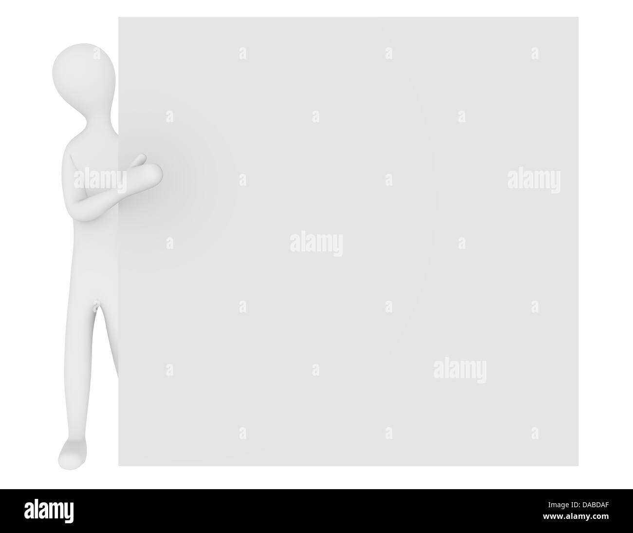 3d Render of a Male Character with a Blank Sign Stock Photo - Alamy