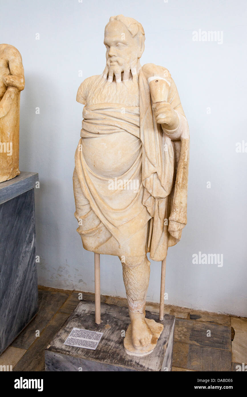 Statue of an actor in costume of Old Silenus, Delos Museum, Delos ...