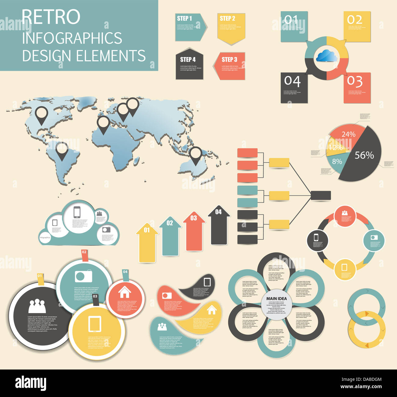 Retro vintage Infographic template business vector illustration Stock ...