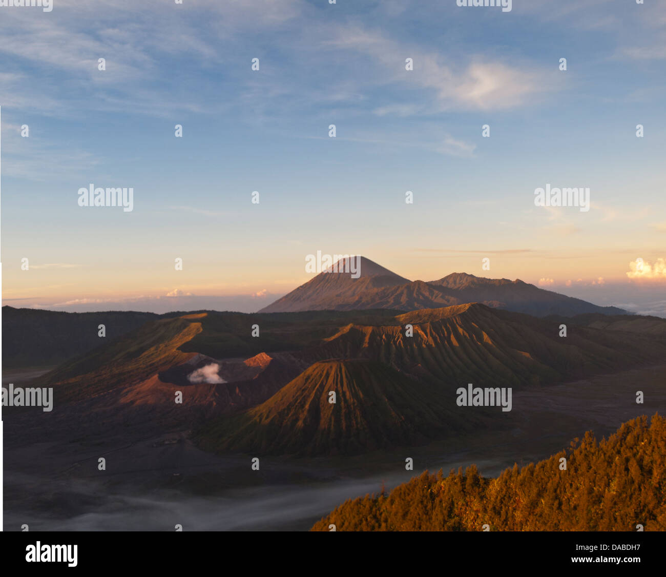 Bromo volcano and Semeru in background Stock Photo - Alamy