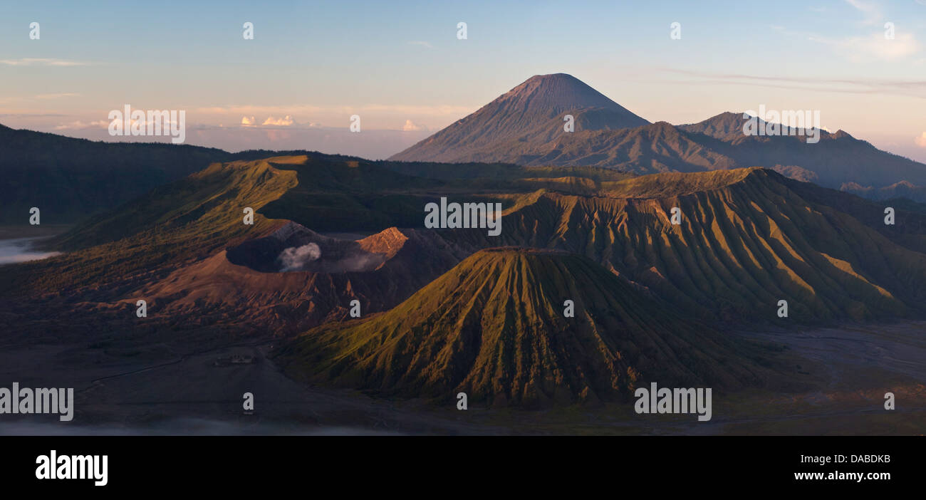 Bromo volcano crater and Semeru in the dawn light Stock Photo - Alamy